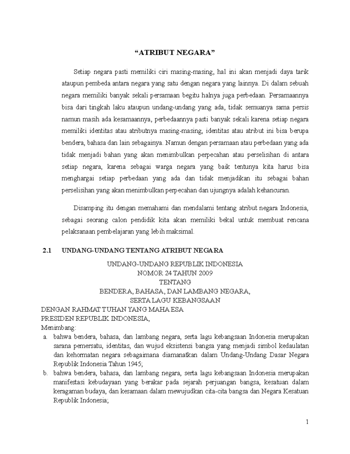 Pendidikan Kewarganegaraan dan Pendidikan Pancasila- Atribut Negara - 1 ...