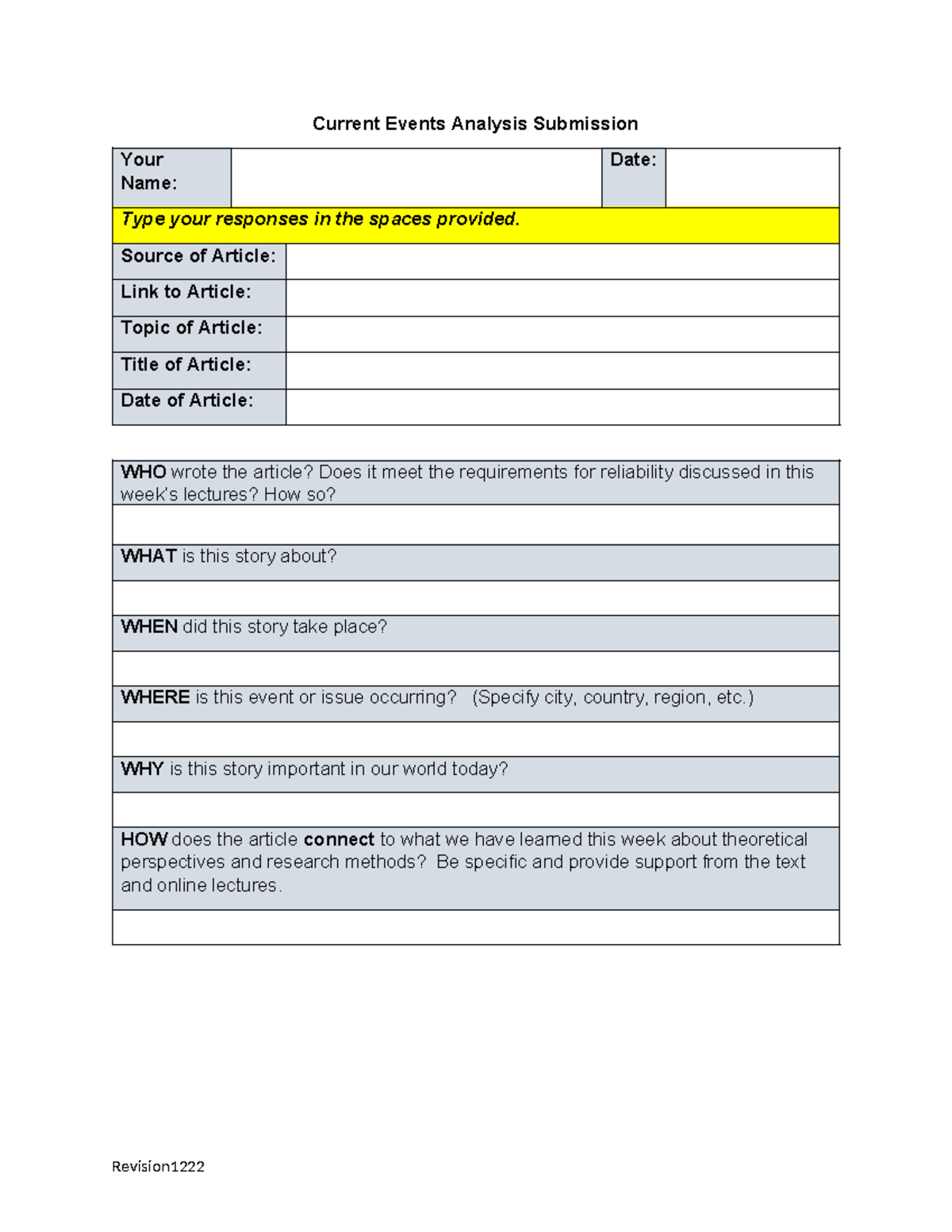 SOC1001 W1P Template - asdfsadfsadg - Current Events Analysis Submission Your Name: Date: Type ...