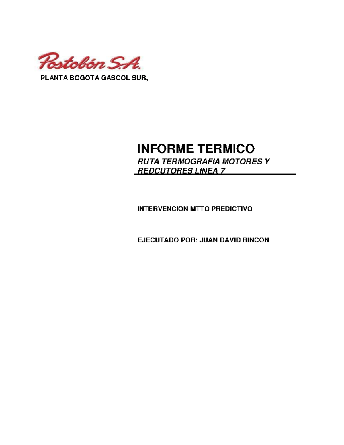 Termica Motores Y Reductores L7 - PLANTA BOGOTA GASCOL SUR, INFORME ...