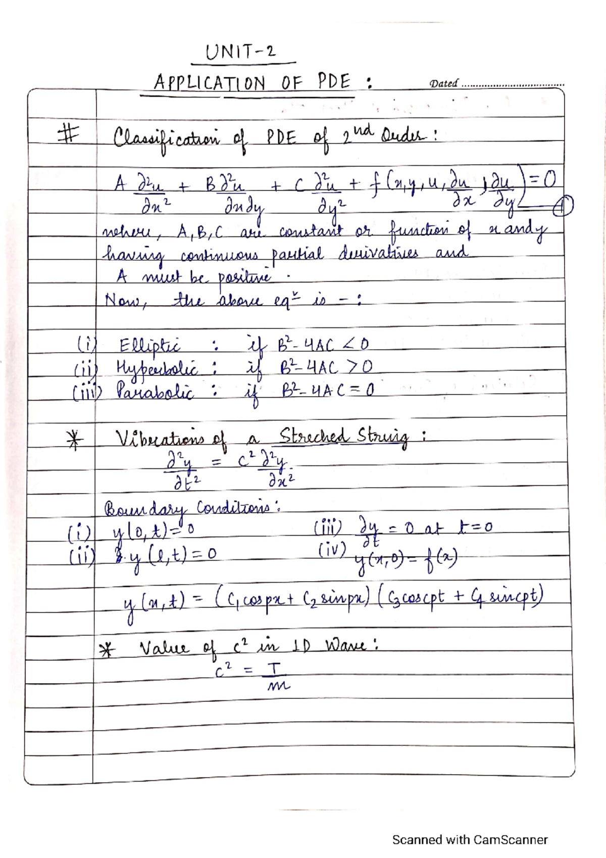 UNIT-2M Formula (Ananya) - APPLICATION OF PDE : Dated Classification of ...
