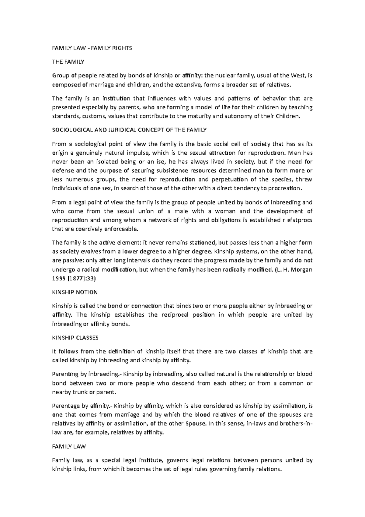 Family LAW - Lecture notes 3 - FAMILY LAW - FAMILY RIGHTS THE FAMILY ...