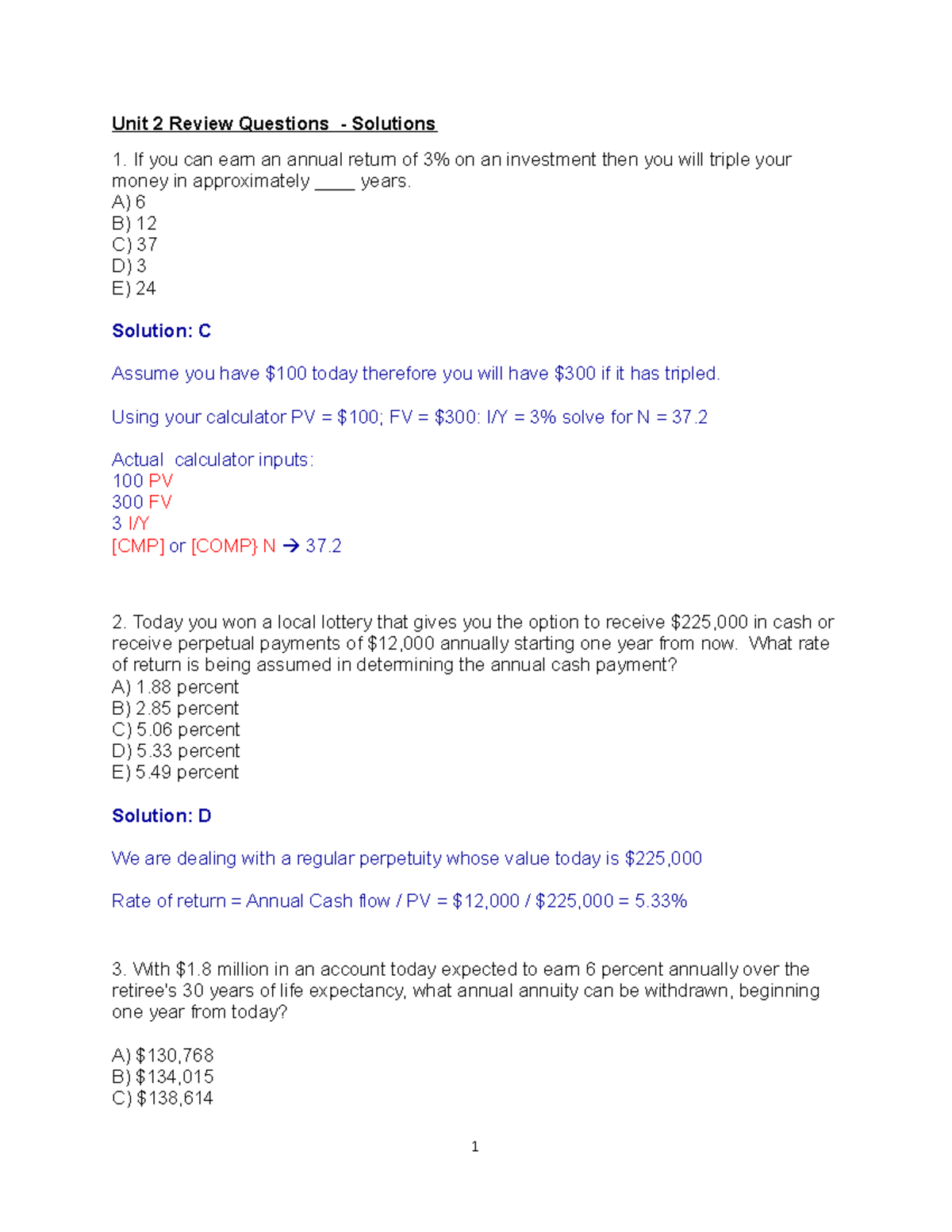Unit 2 Review Questions - Solutions (clean) - Unit 2 Review Questions ...