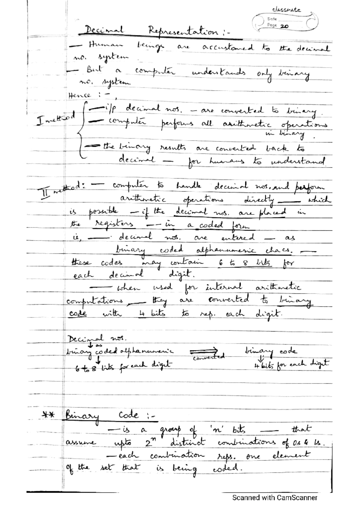 Decimal Representation And Binary Arithmetic Bachelor Of Computer