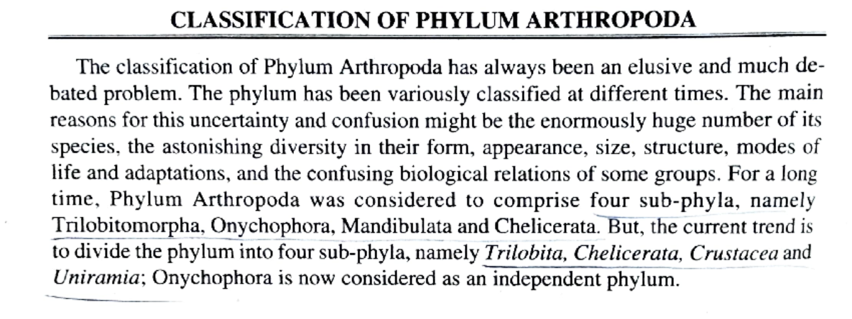 Classification of phylum arthropoda. Classes and sub classes of phylum ...