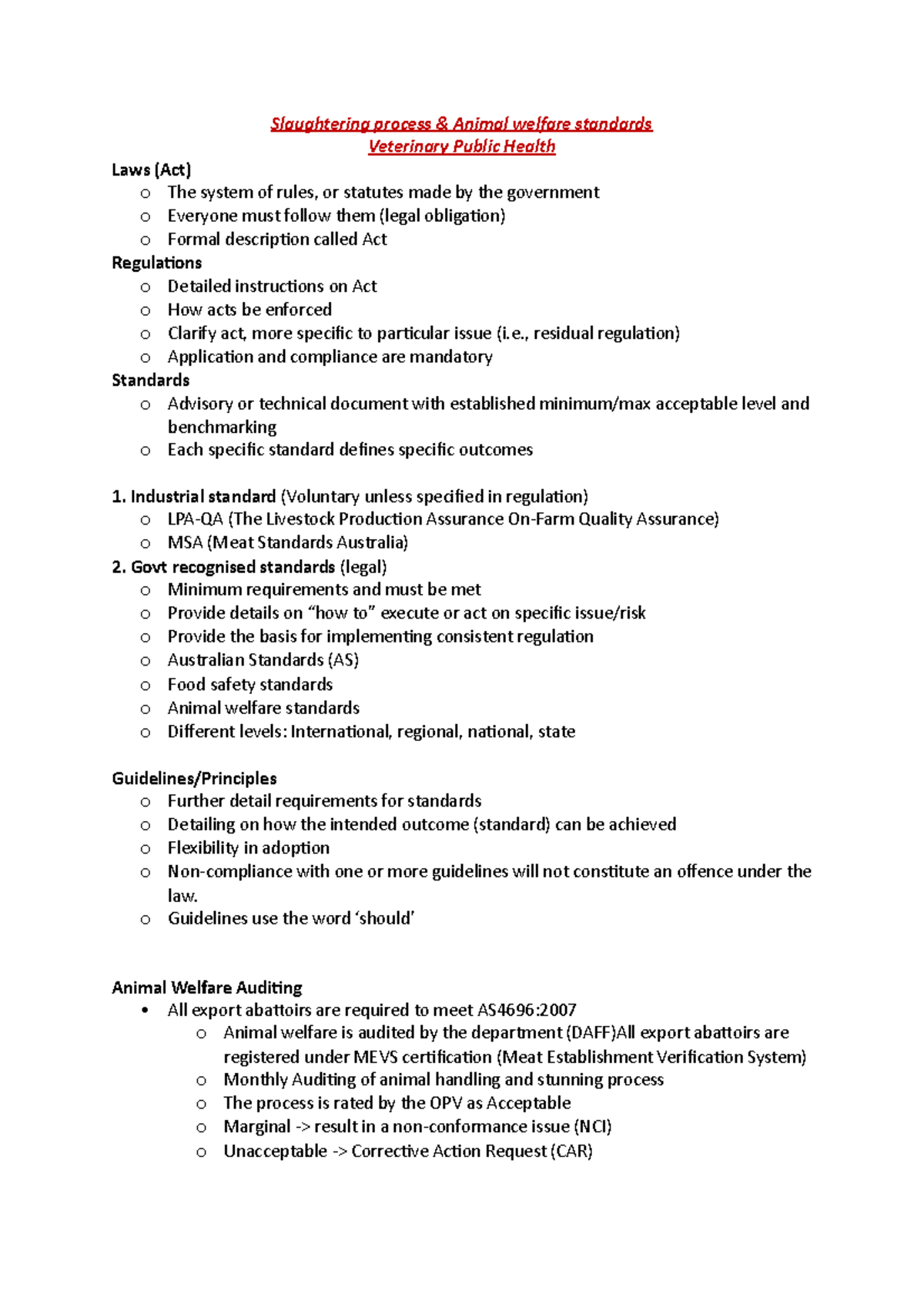 Slaughtering process - VET392 - Bethany Jackson Veterinary public ...