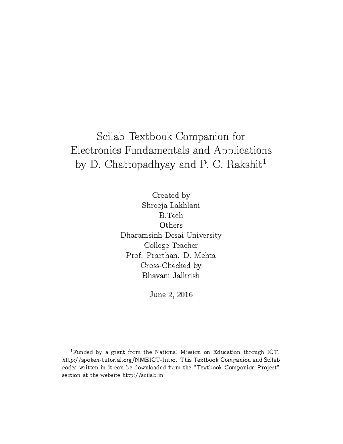Electronics Fundamentals and Applications D. Chattopadhyay and P. C. Rakshit - Scilab Textbook ...