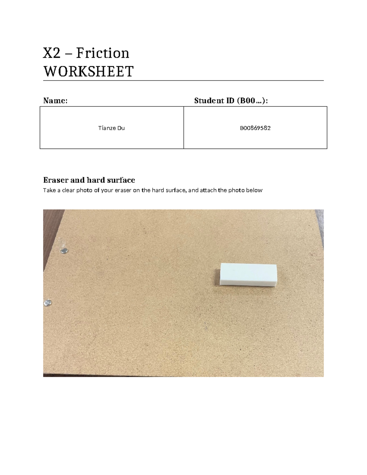 X2 Friction (fillable worksheet) - X2 – Friction WORKSHEET Name ...