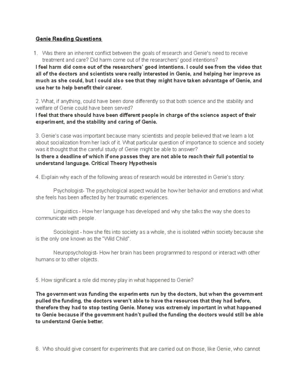 Jenna Rivers 22 - Genie Student Questions - Genie Reading Questions Was ...