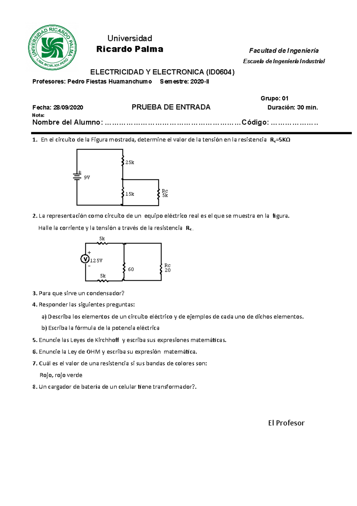 1 URP 2020 II EE Ex men Prueba De Entrada Facultad De Ingenier a