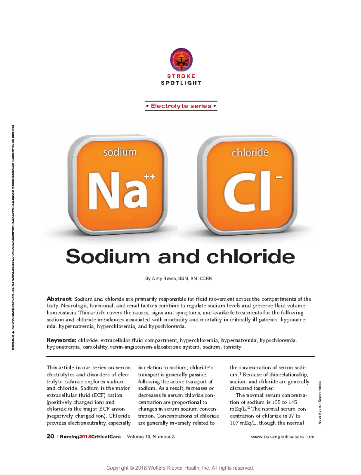 Electrolyte series Sodium and chloride - Downloaded from journals.lww ...