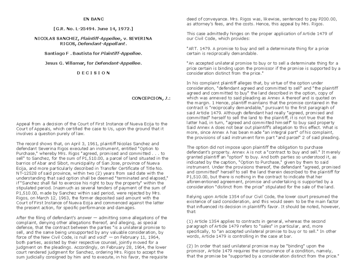 Oblicon - 22 - Case digest - EN BANC [G. No. L-25494. June 14, 1972 ...