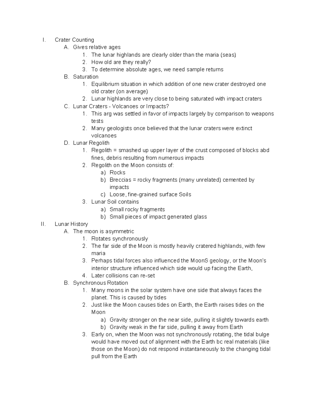 Crater Counting and Lunar History - I. Crater Counting A. Gives ...