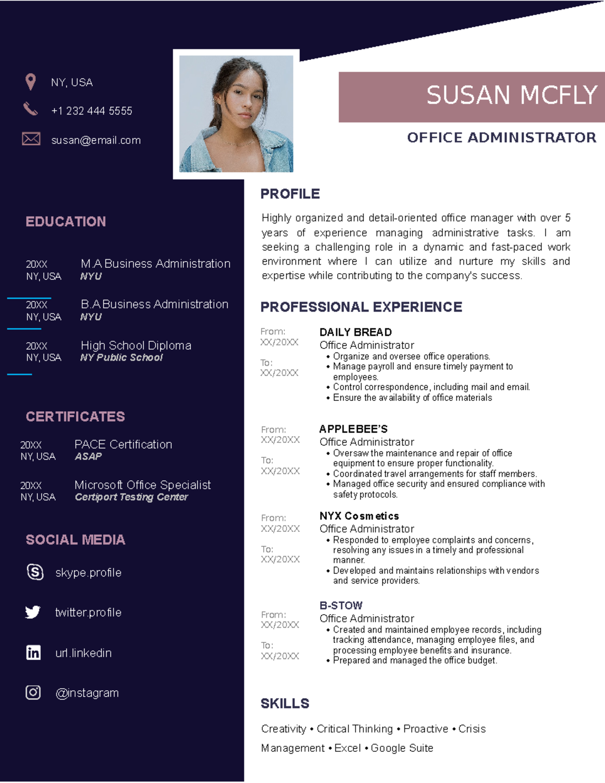 180-sample-resume - Resume - SUSAN MCFLY NY, USA +1 232 444 5555 susan ...