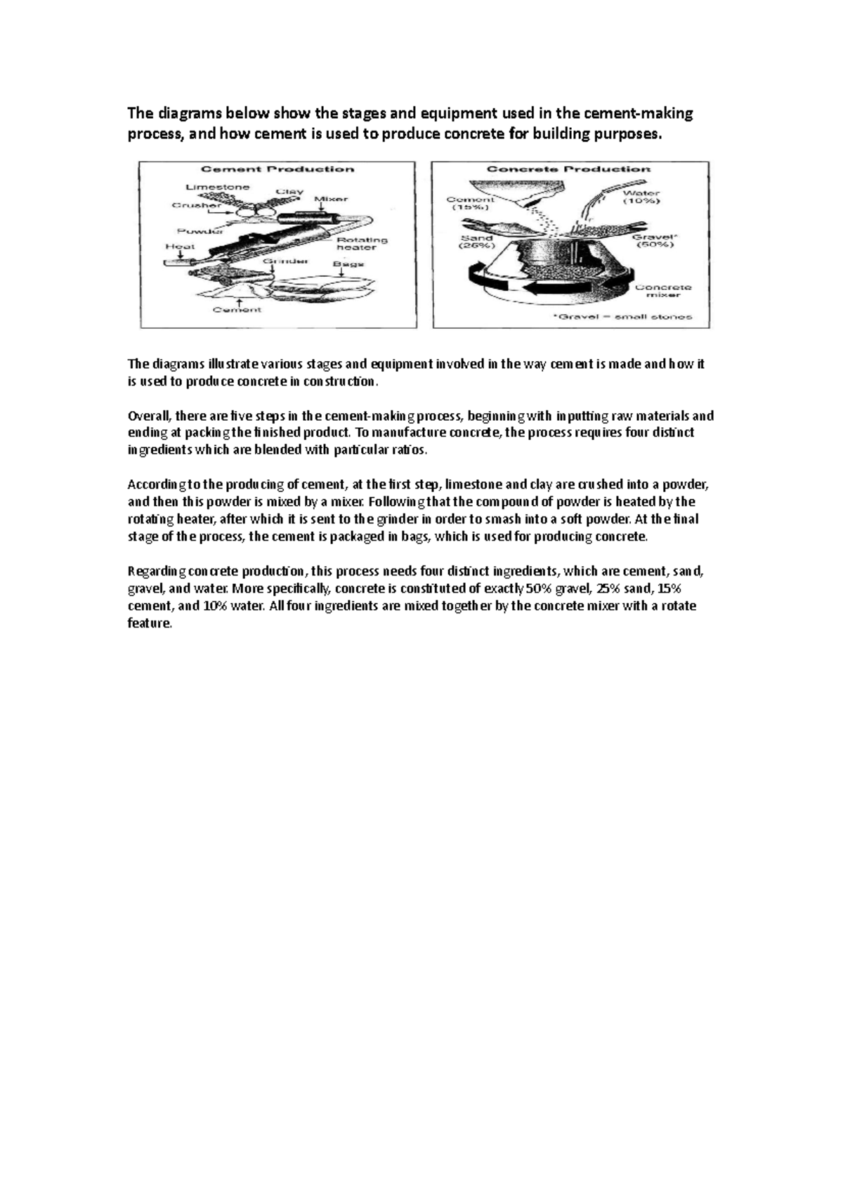 Cement AND Concrete Productions - The diagrams below show the stages ...