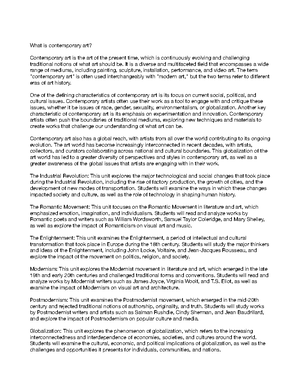 HUM Study guide 4 - What was the role of art and literature during the ...