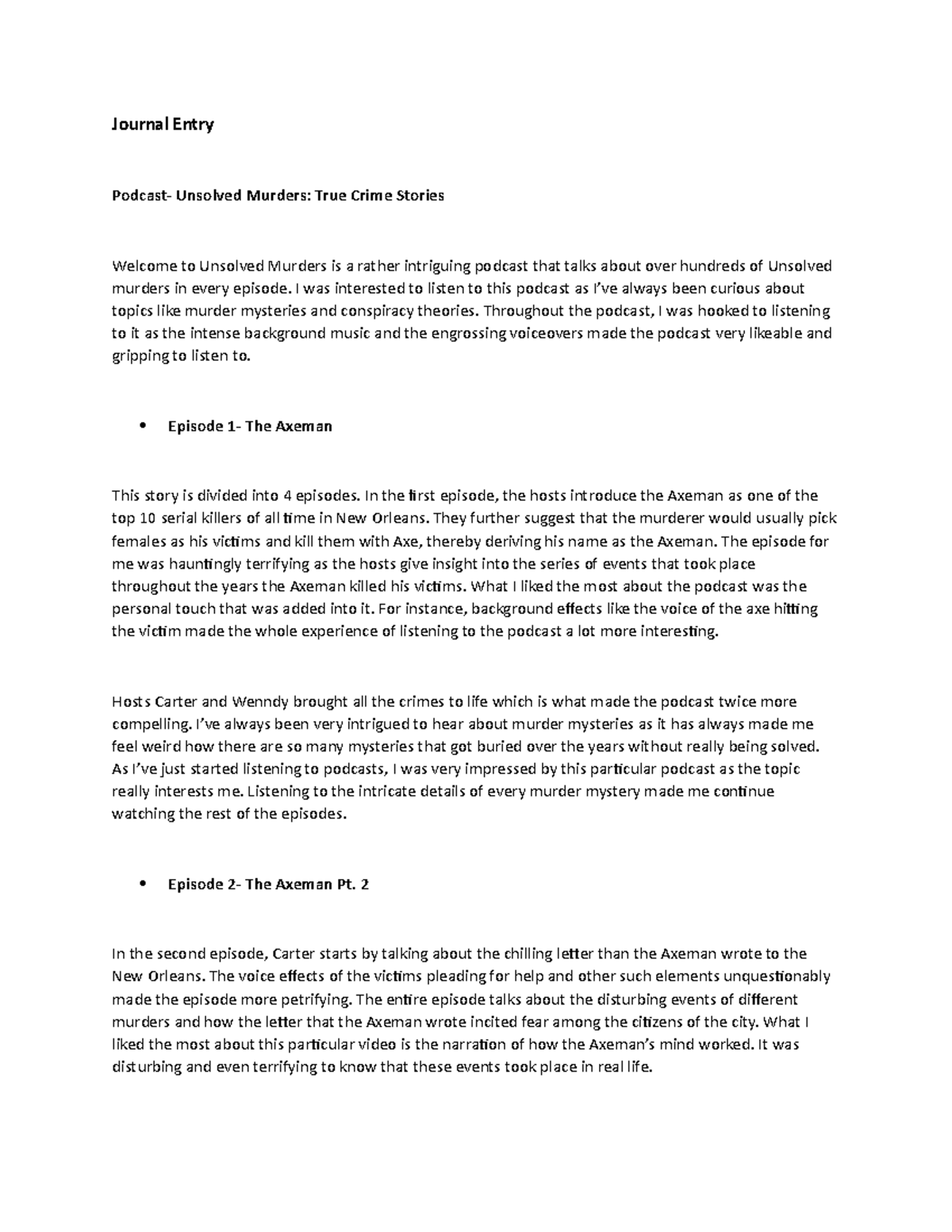 Document 6 - mandatory assignment for journalism - Journal Entry ...