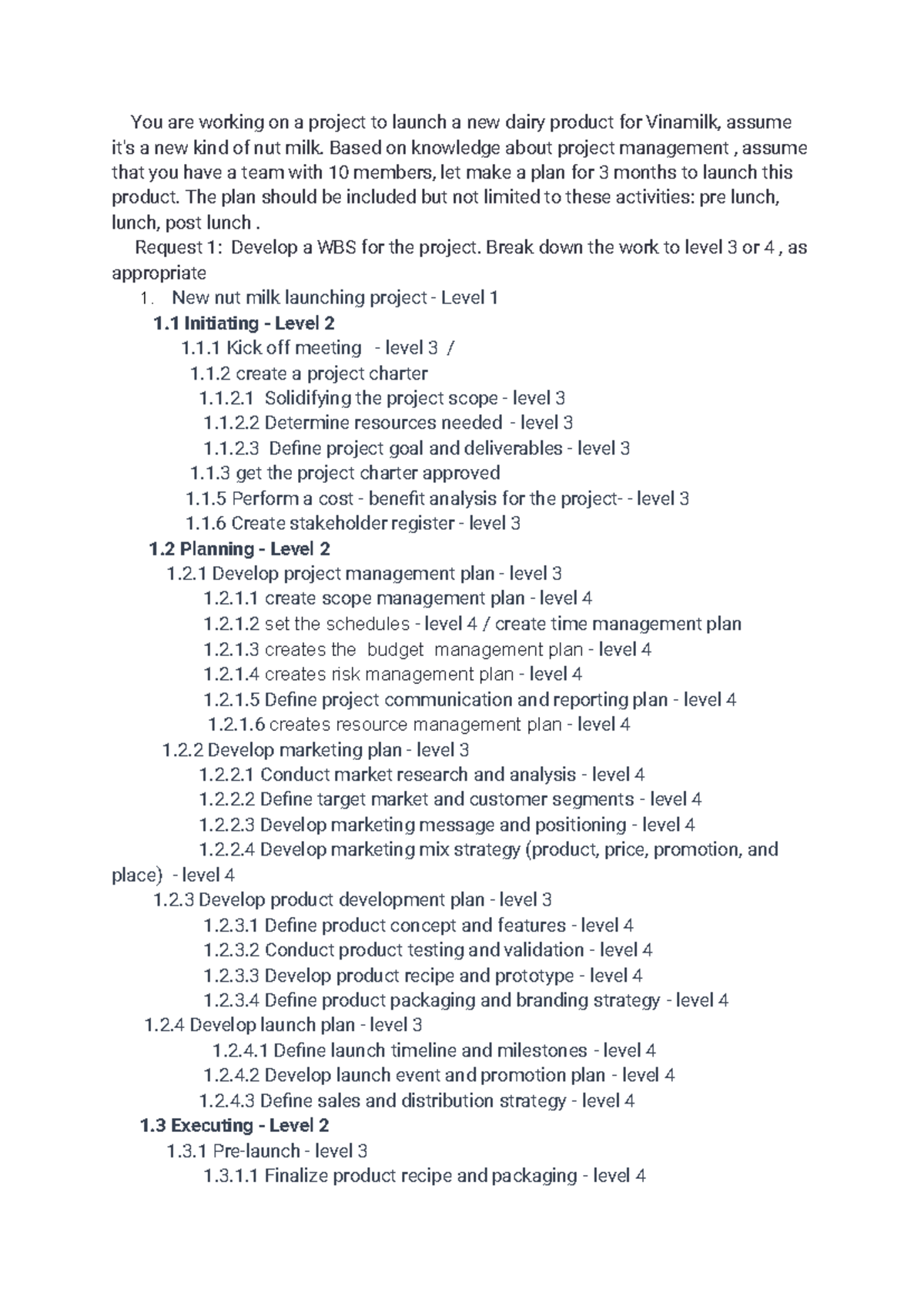 Kte Fall22 EVM milestone - You are working on a project to launch a new dairy product for ...