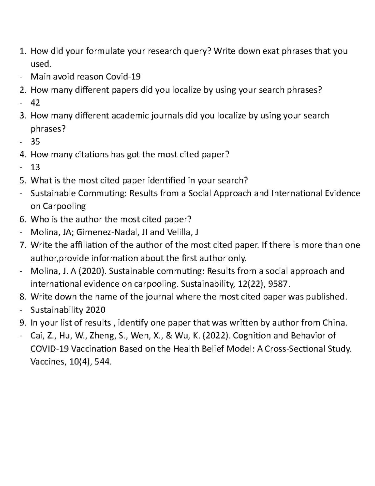 How did your formulate your research query - Main avoid reason Covid ...