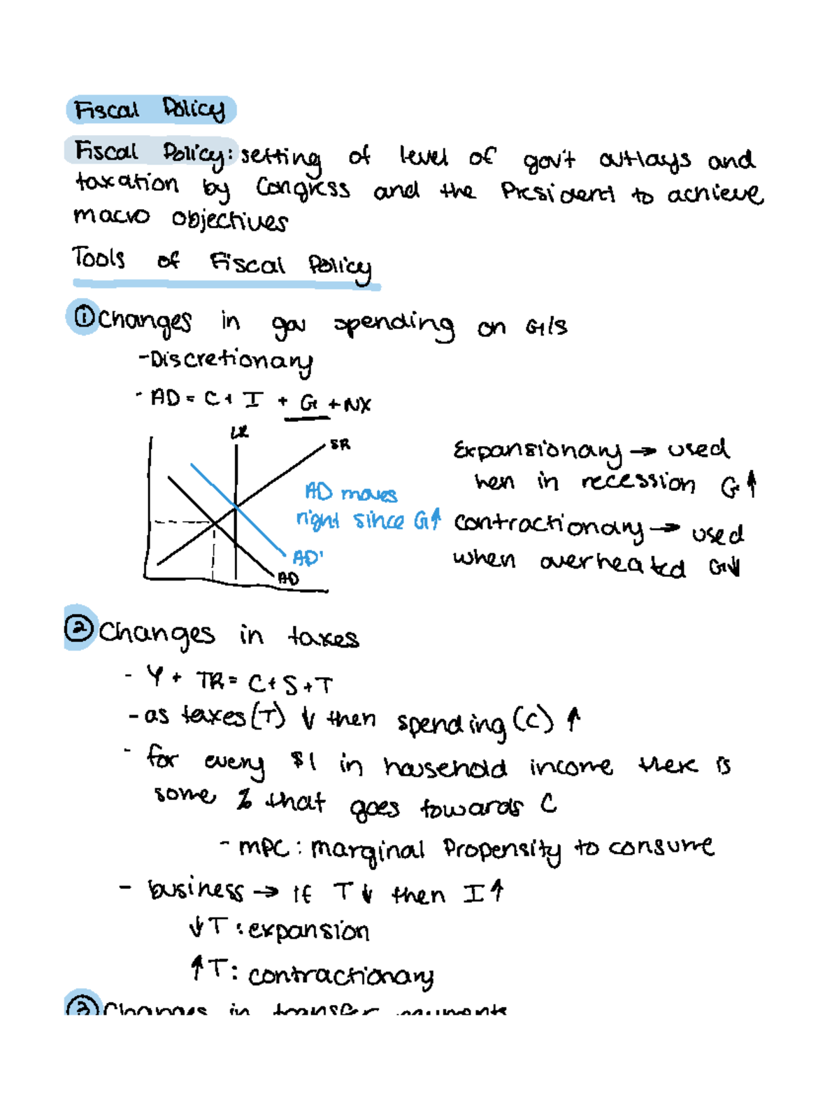 Lecture 18 - Fiscal Policy - Fiscal Policy Fiscal Policy setting of ...
