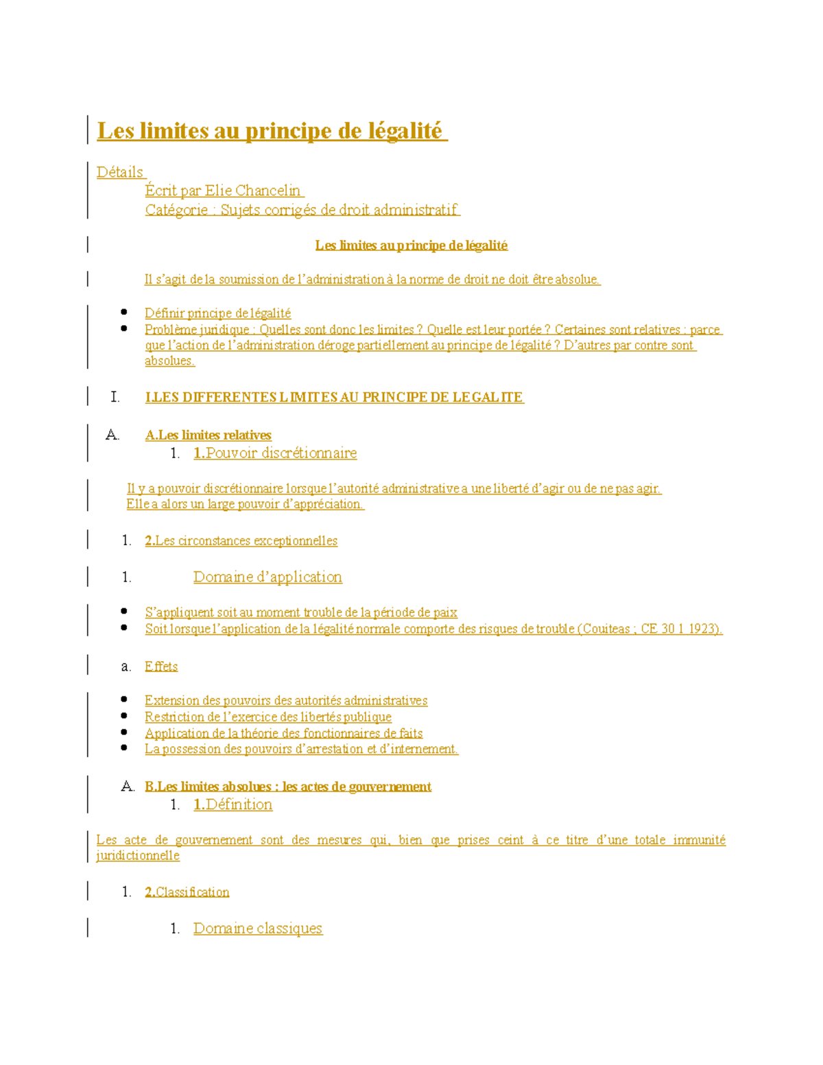 Limite au principe de légalité - Les limites au principe de légalité ...