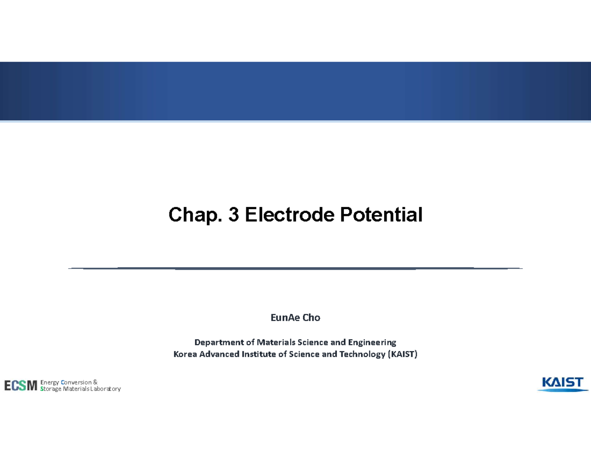 Chap 3. Electrode potential - 1/ Energy Conversion & Chap. 3 Electrode ...