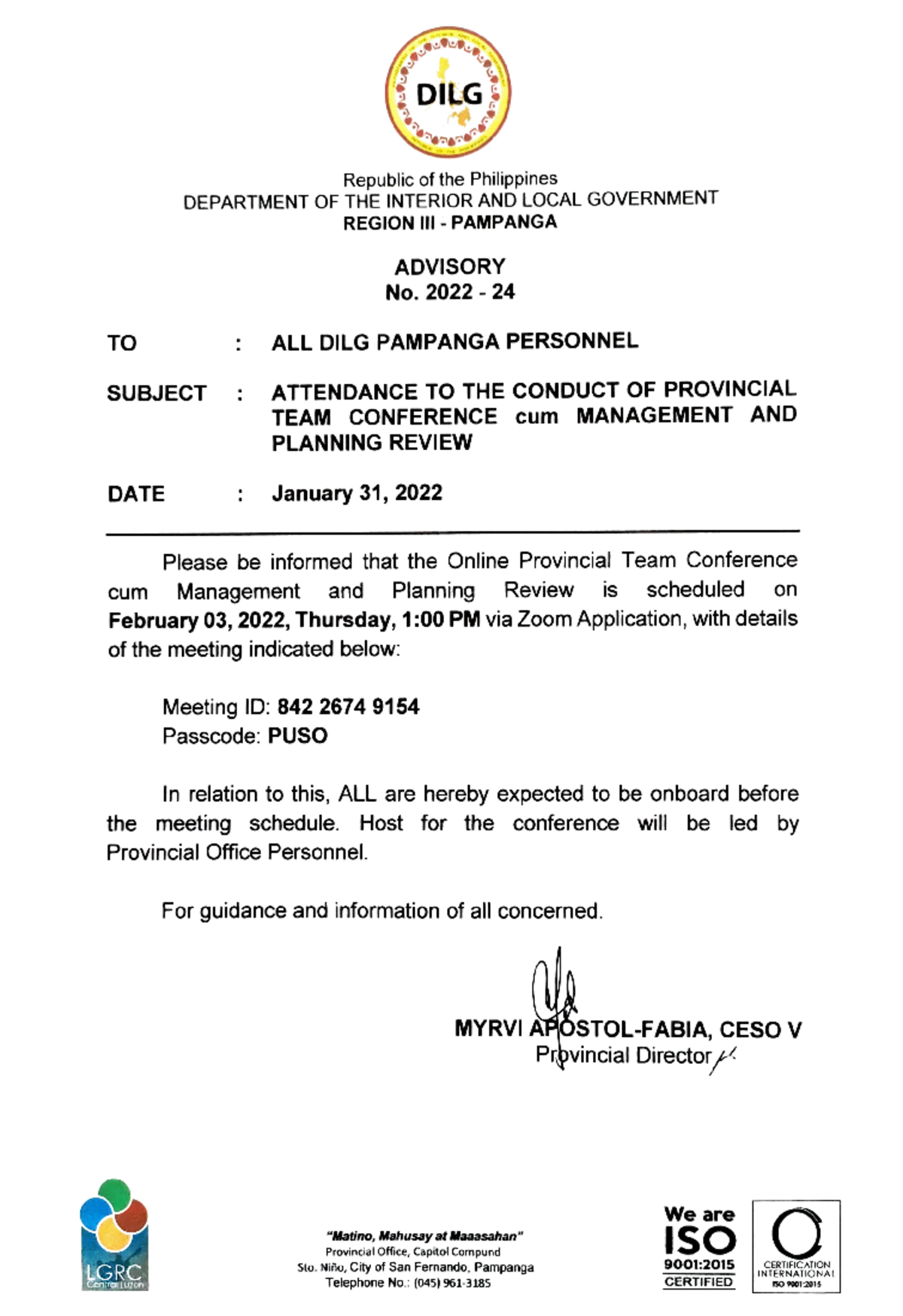 Advisory 2022-24 - Lecture notes 4 - DILG Republic of the Philippines ...