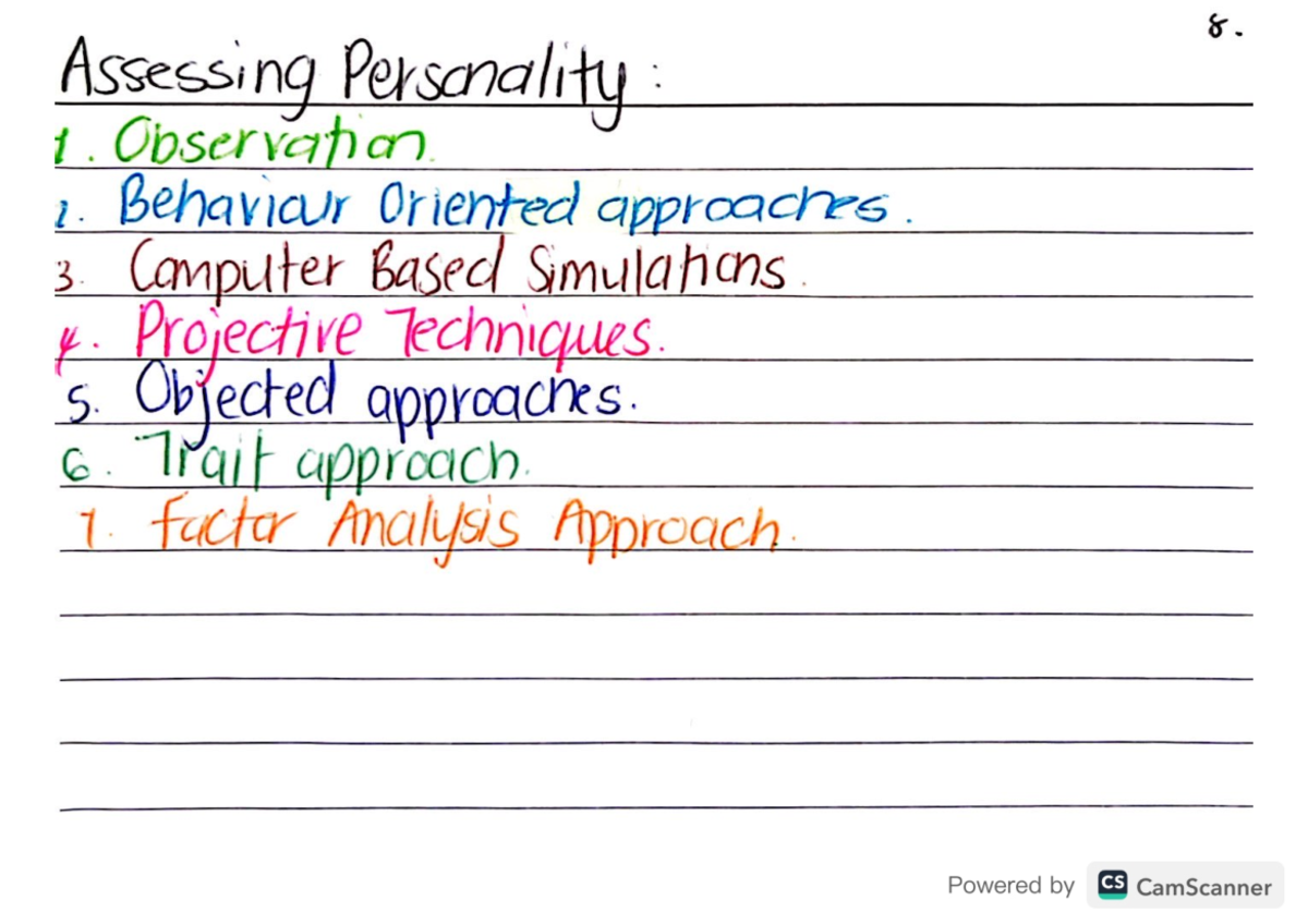 study unit 8: domains of personality - 8. Assessing Personality 1 ...