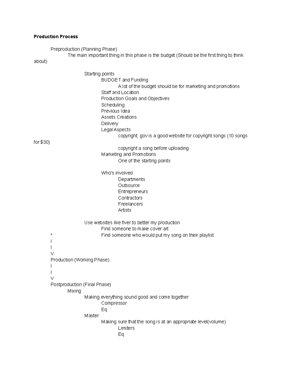 Production Process - Production Process Preproduction (Planning Phase ...