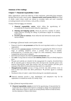 Notes Perfromance Measurement - Balanced scorecard: -Financial & non ...
