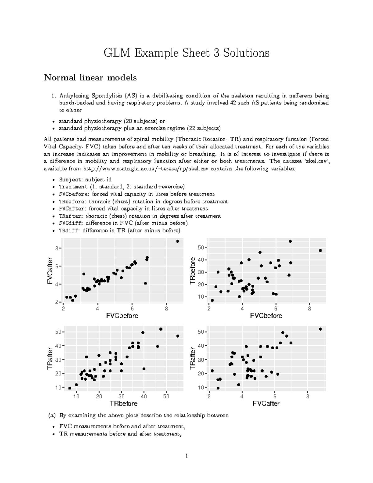 Example Sheet 3Solns - GLM Example Sheet 3 Solutions Normal linear ...