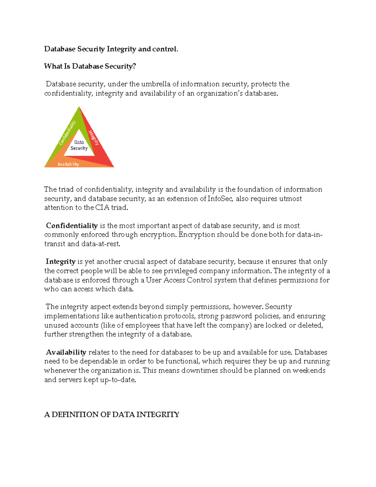 Lesson 8 Database Security Integrity and control - Database Security ...