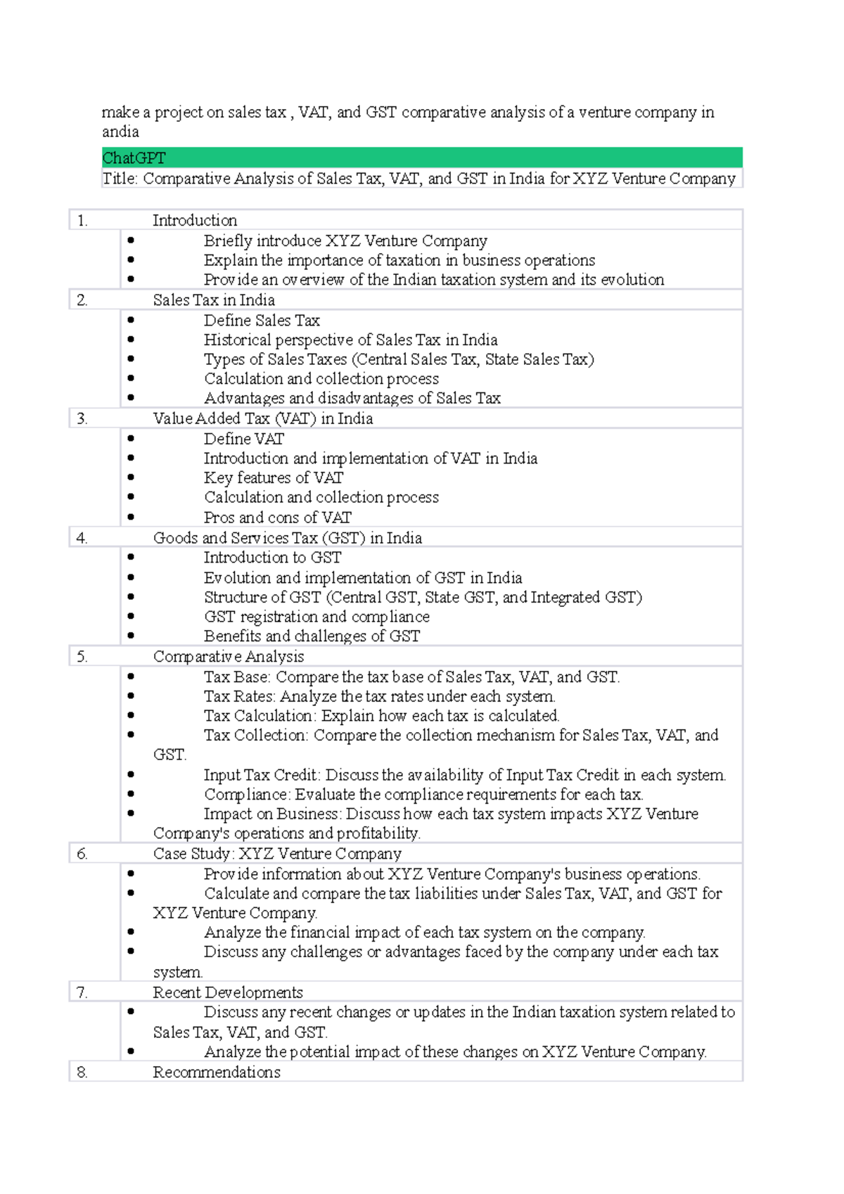 Project ROLL NO-11 - make a project on sales tax , VAT, and GST ...