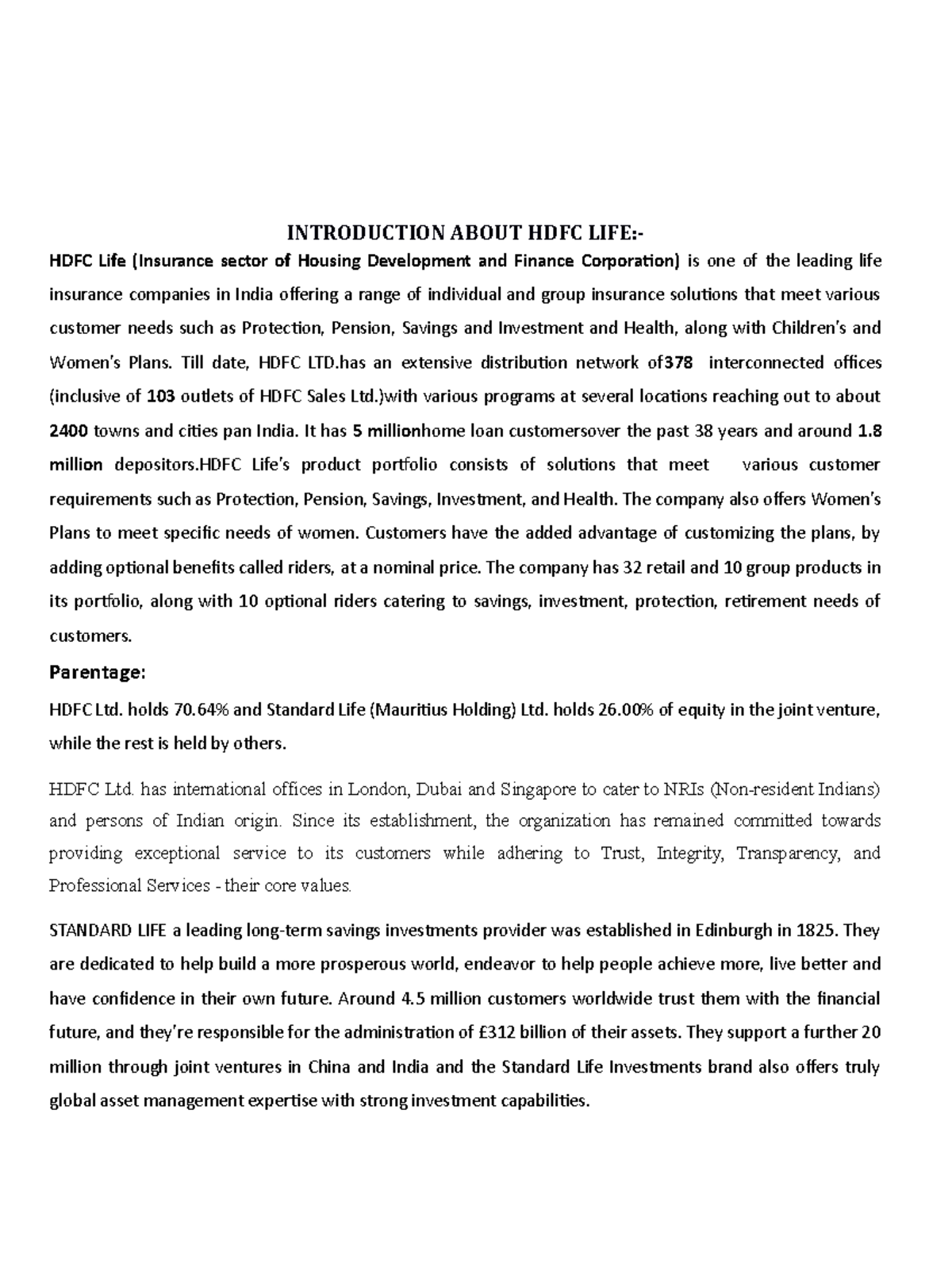 Csr activities of HDFC Life - INTRODUCTION ABOUT HDFC LIFE:HDFC Life ...