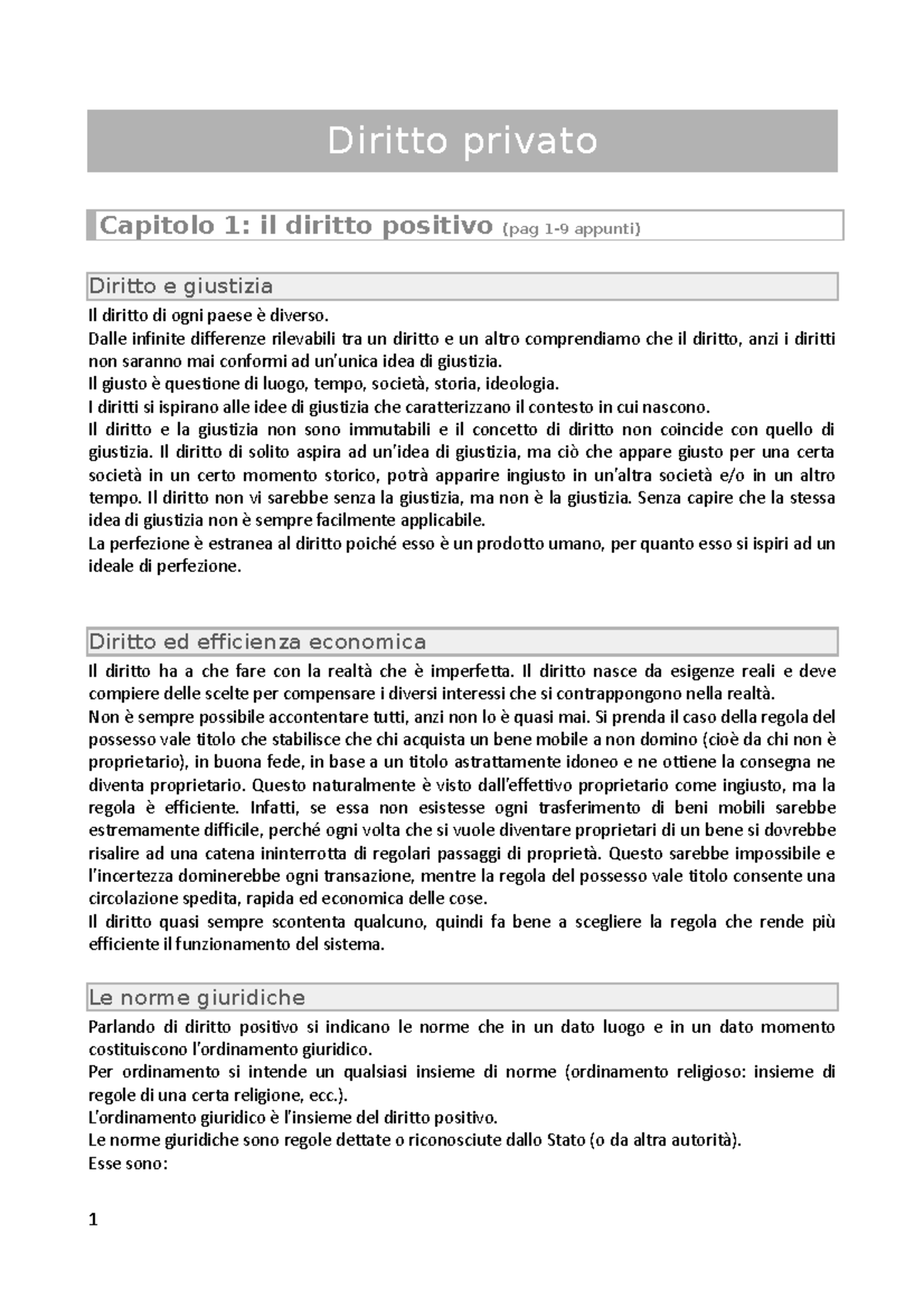 Riassunto Diritto Privato - Diritto privato Capitolo 1: il diritto ...