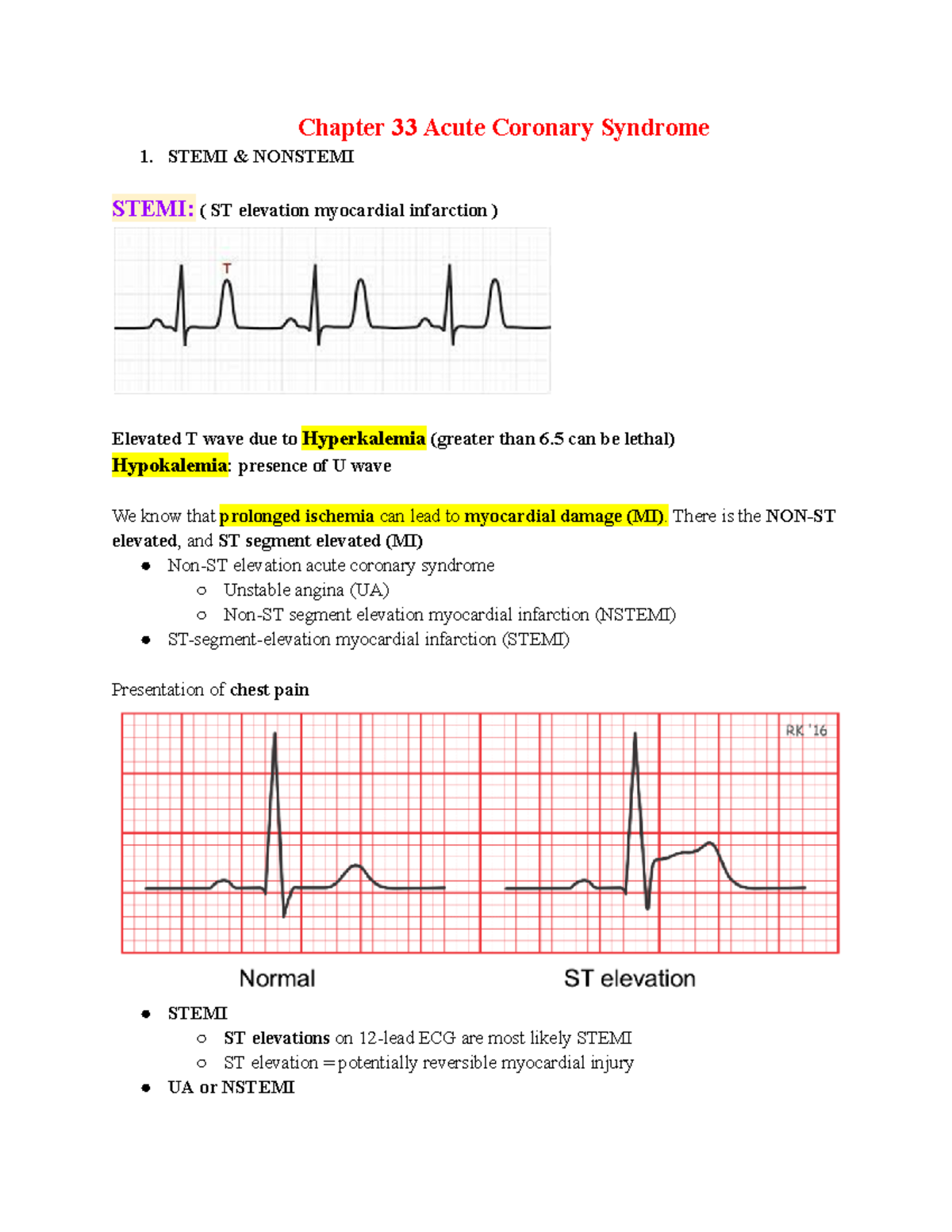 Med Surg 2 Exam 2 BP - Lecture note for exam 3 - Chapter 33 Acute ...