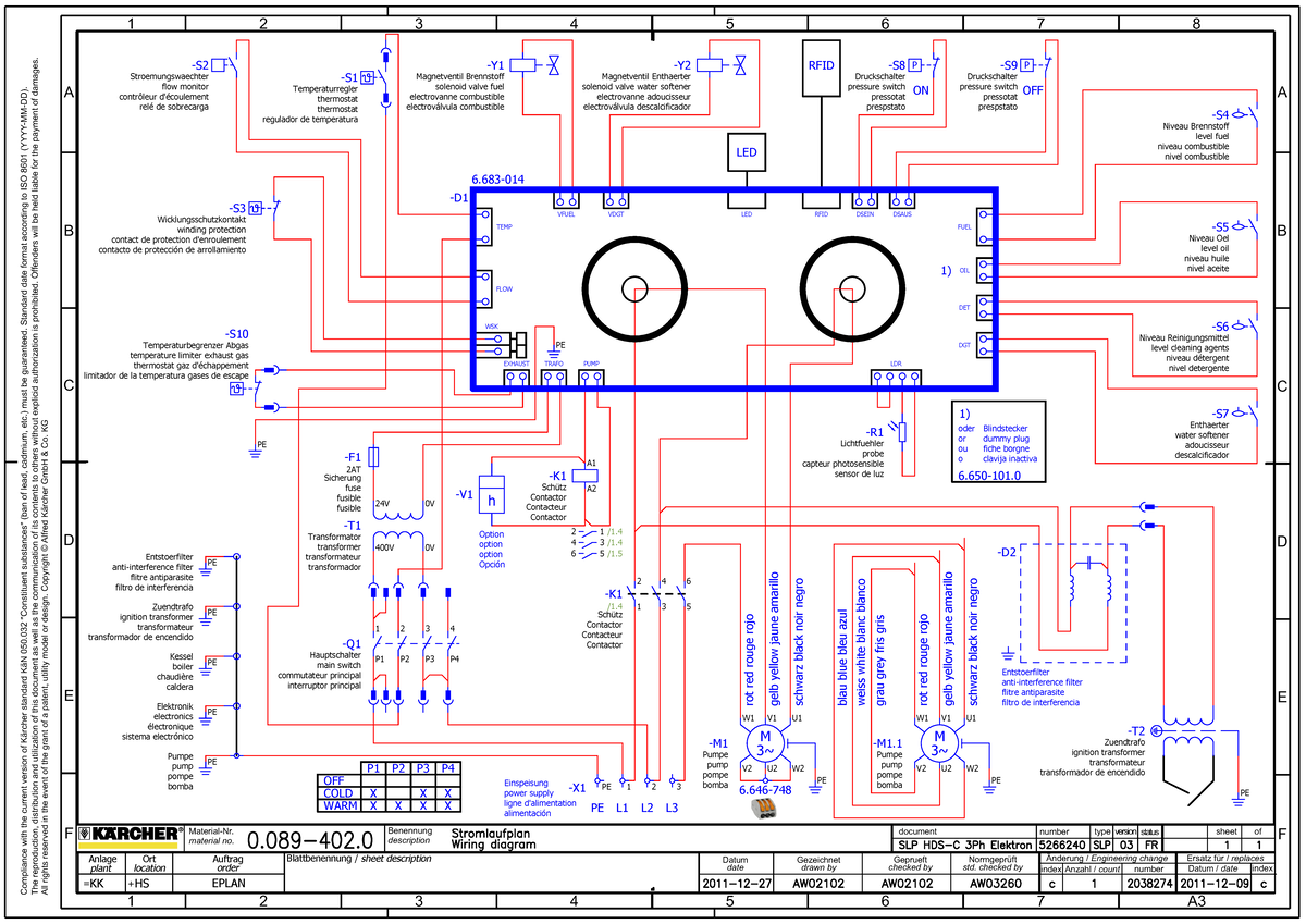 SLP 5266240 000 03plano elctrico - 0.089-402 SLP HDS-C 3Ph Elektronik KK +HS 1 4 6 7 8 1 5 = A 2 ...