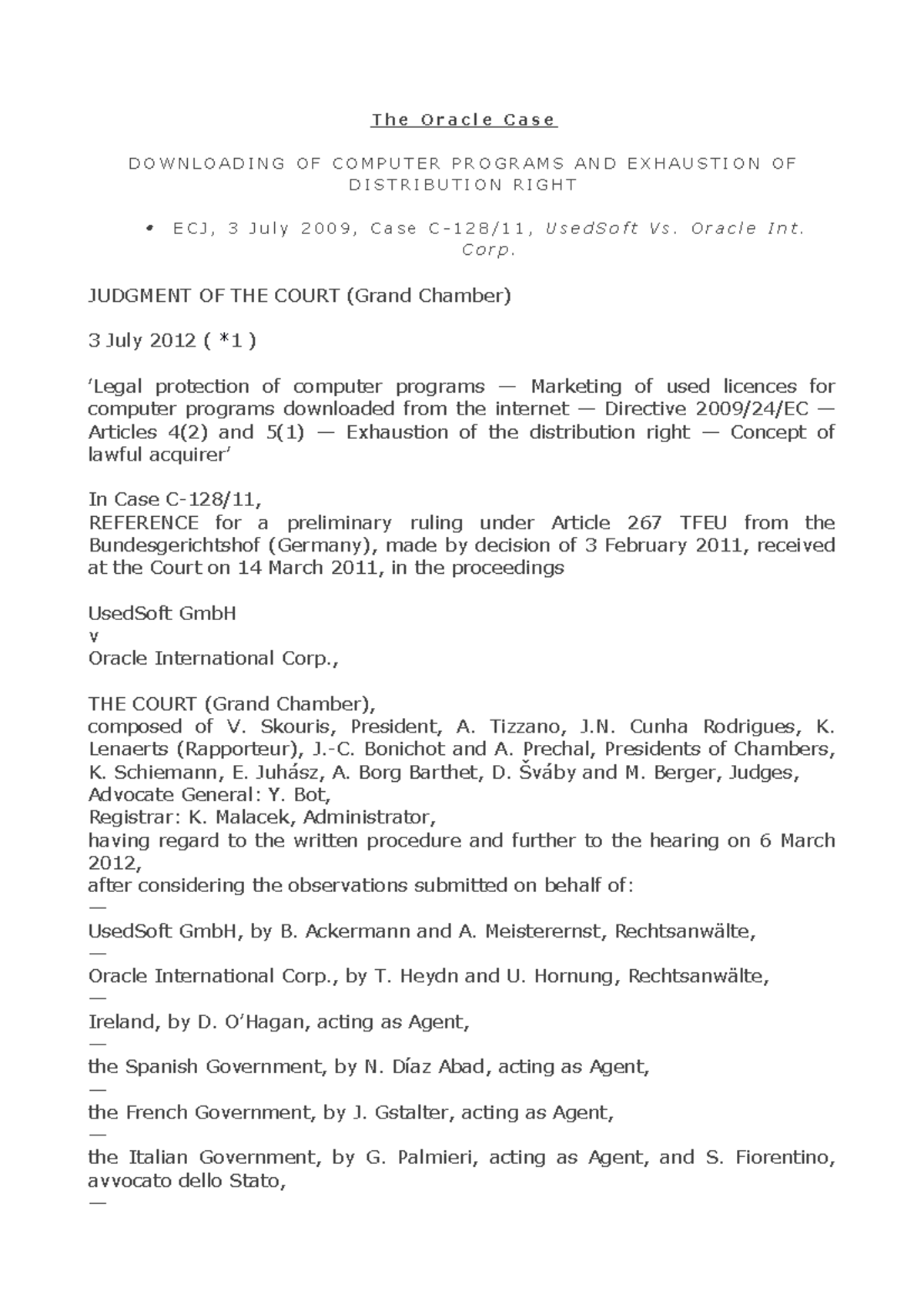 CASO The Oracle Case - ere - T h e O r a c l e C a s e D O W N L O A D ...