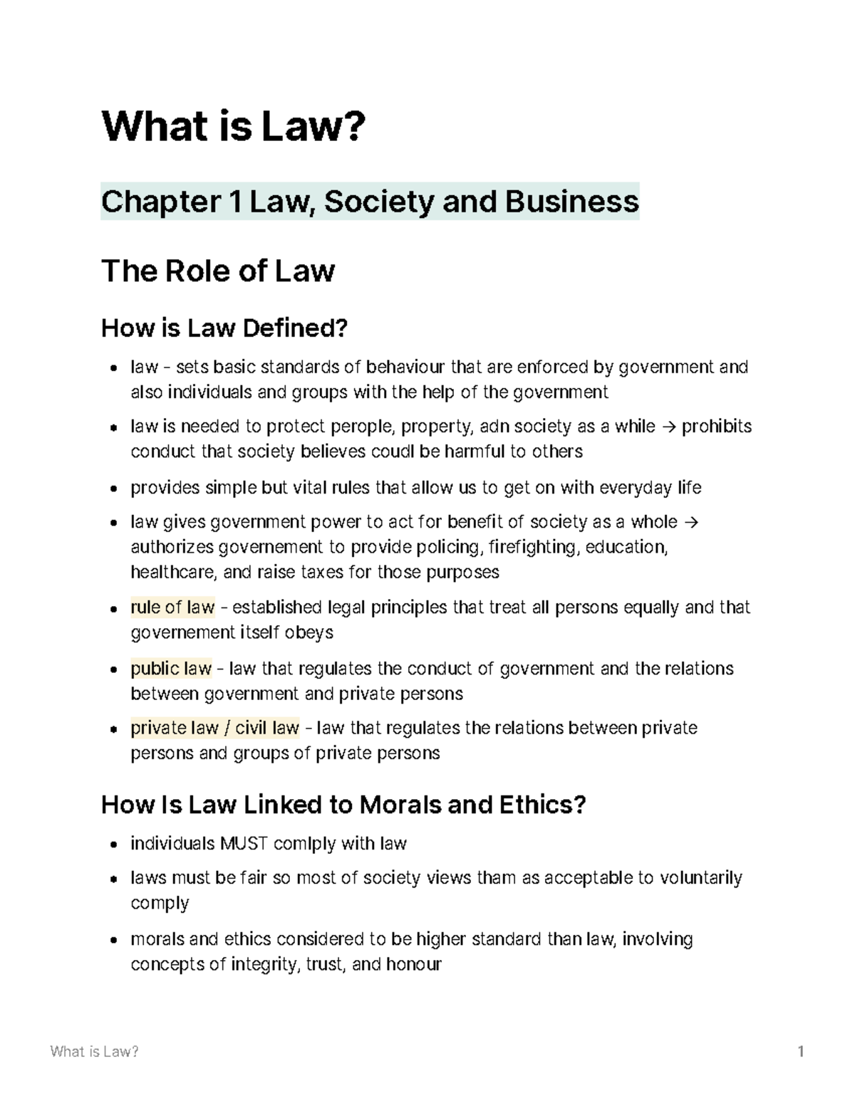 What is Law - Chapter 1 - What is Law? Chapter 1 Law, Society and ...