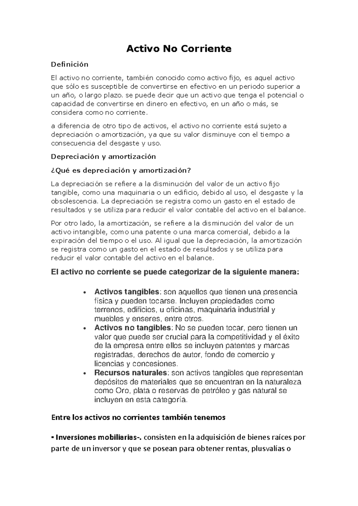 Activo No Corriente - Activo No Corriente Definición El activo no ...