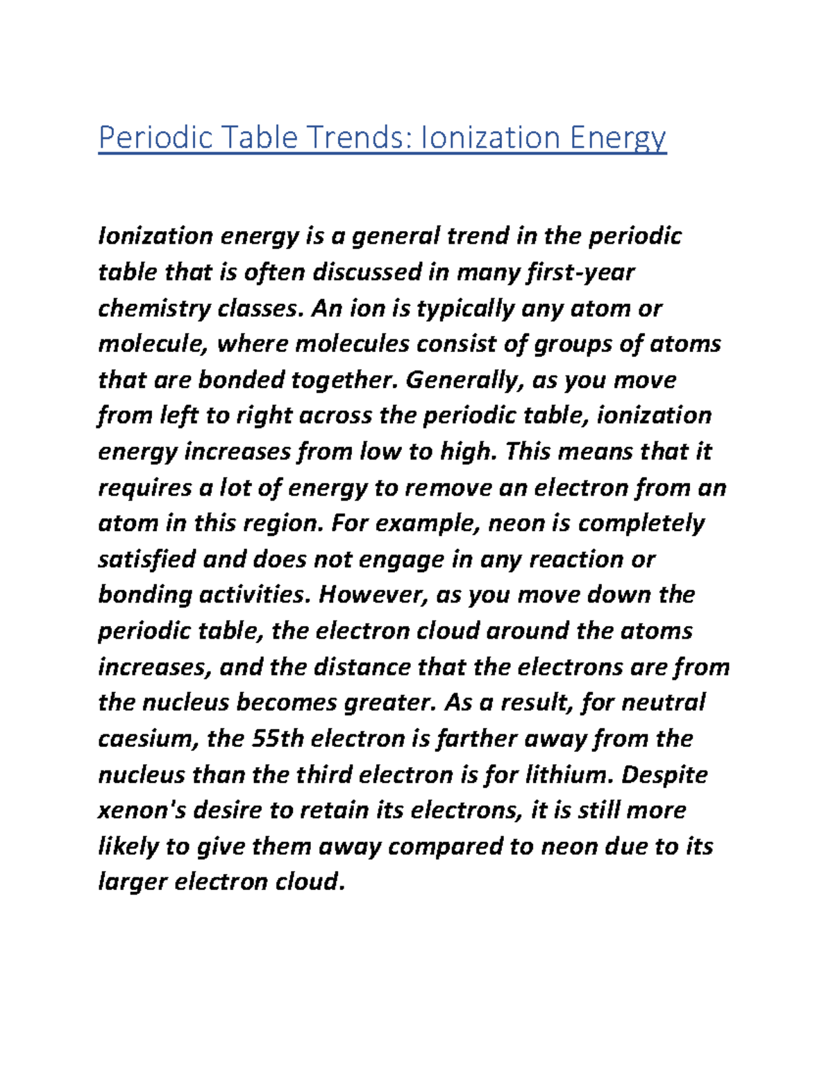 Periodic Table Trends Ionization Energy - Periodic Table Trends ...