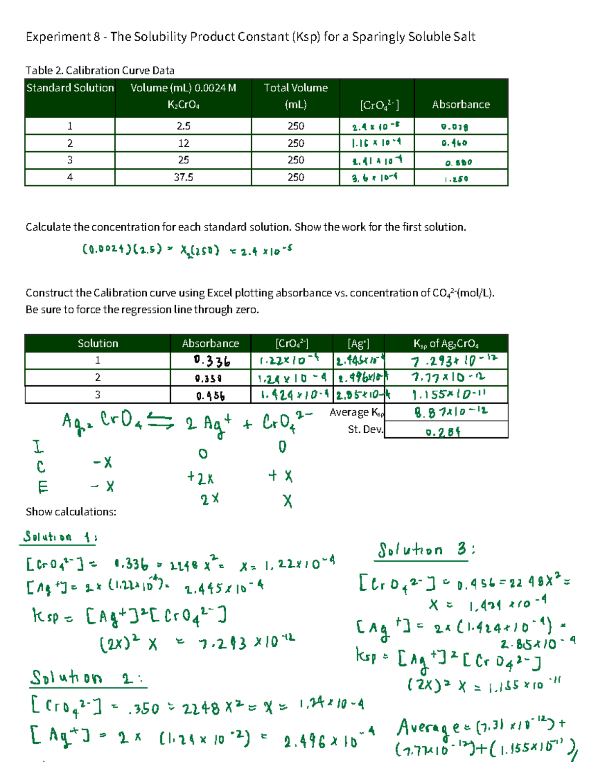 Experiment 8 - Report Sheet and Post-Lab Questions - Experiment 8 - The ...