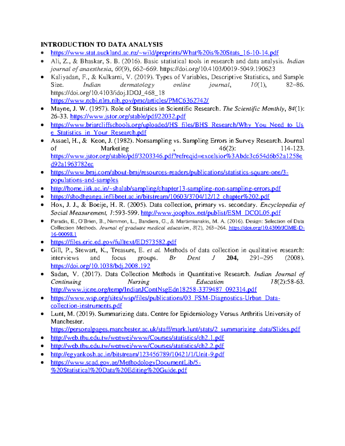 Introduction TO DATA Analysis Resources - INTRODUCTION TO DATA ANALYSIS ...