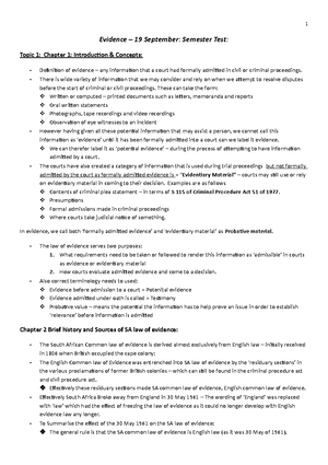 Law of Evidence Semester 2 Notes - Law of Evidence (LAWS3048) Part 1&2 ...