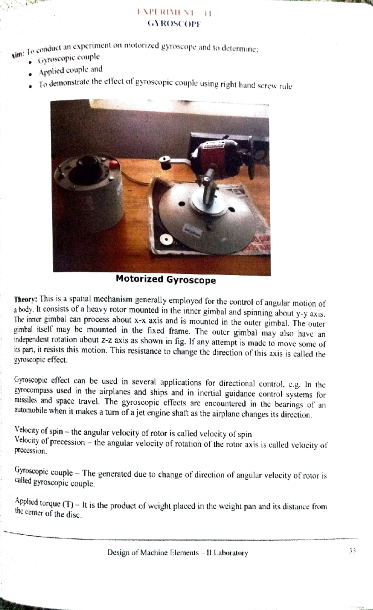 Gyroscope - ####### 4im:lo conduct an experment on motorized gyroscope ...