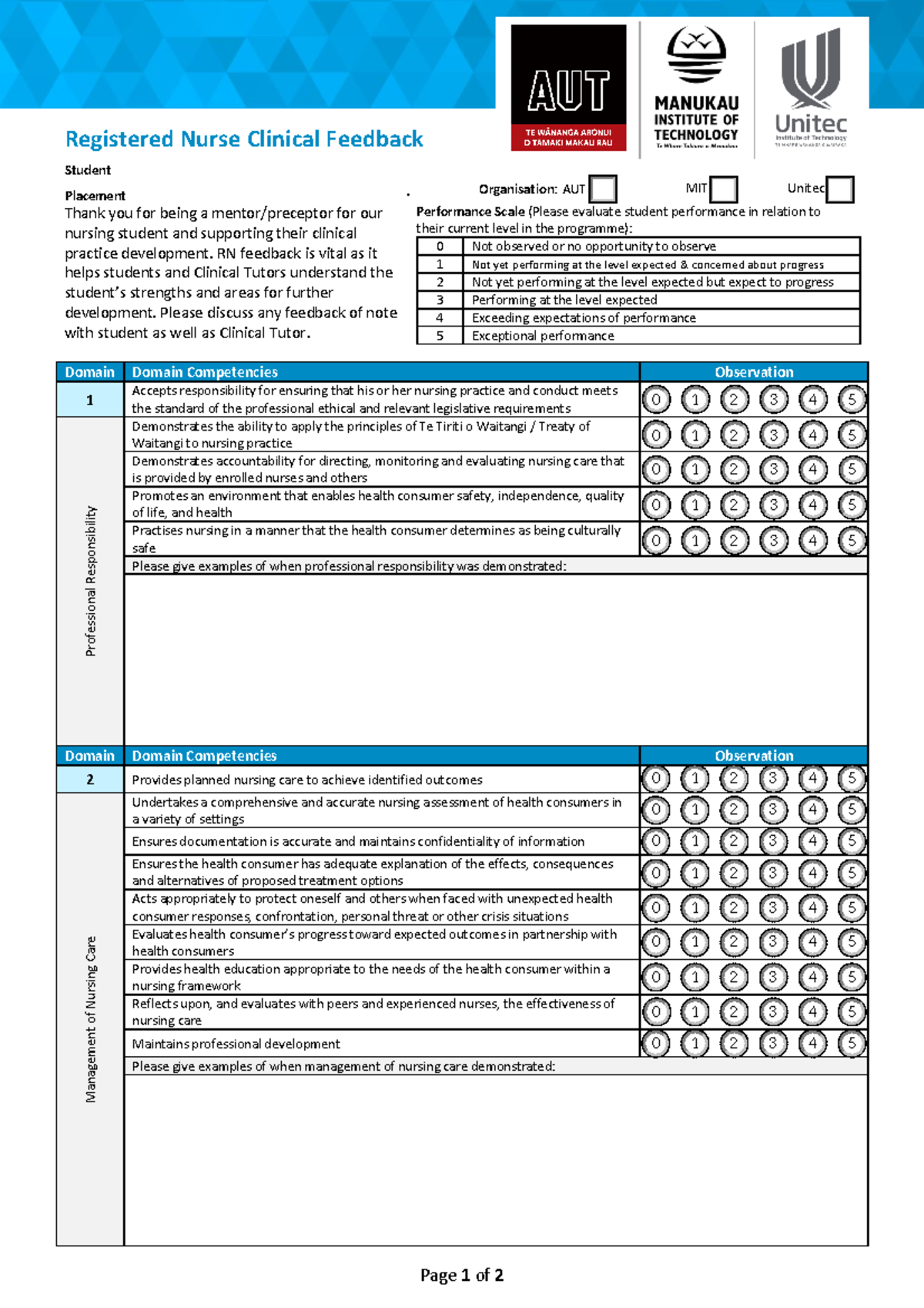 Registered Nurse Clinical Feedback TEP Shared v2 eform - Registered ...