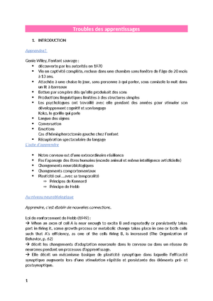 TSA Dyscalculie - littérature Troubles développementaux de la ...