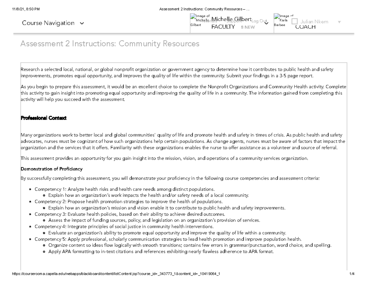 Assessment 2 Instructions Community Resources – - Assessment 2 ...