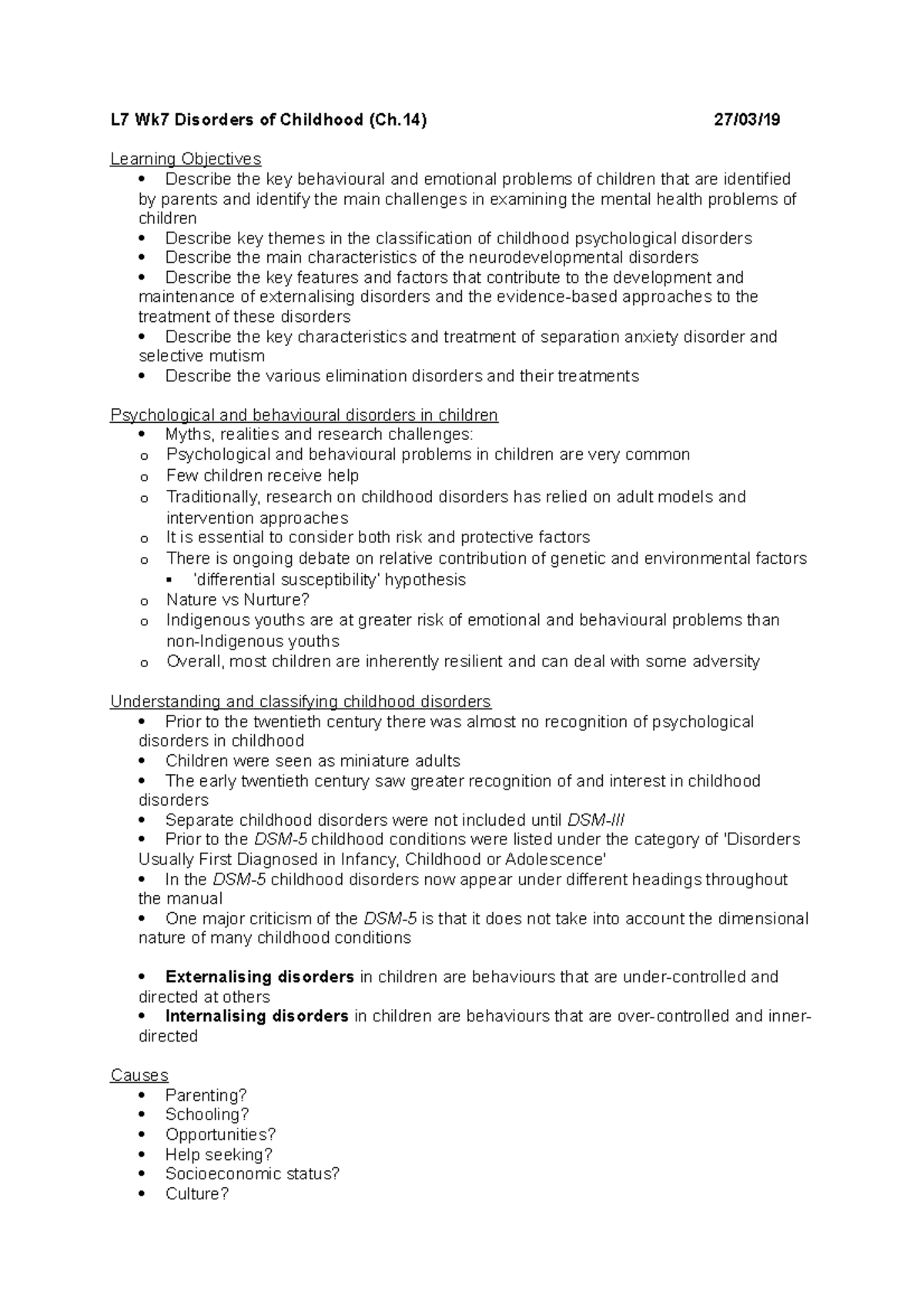 L7 Disorders of Childhood (Ch.14) - , being easily distracted ...