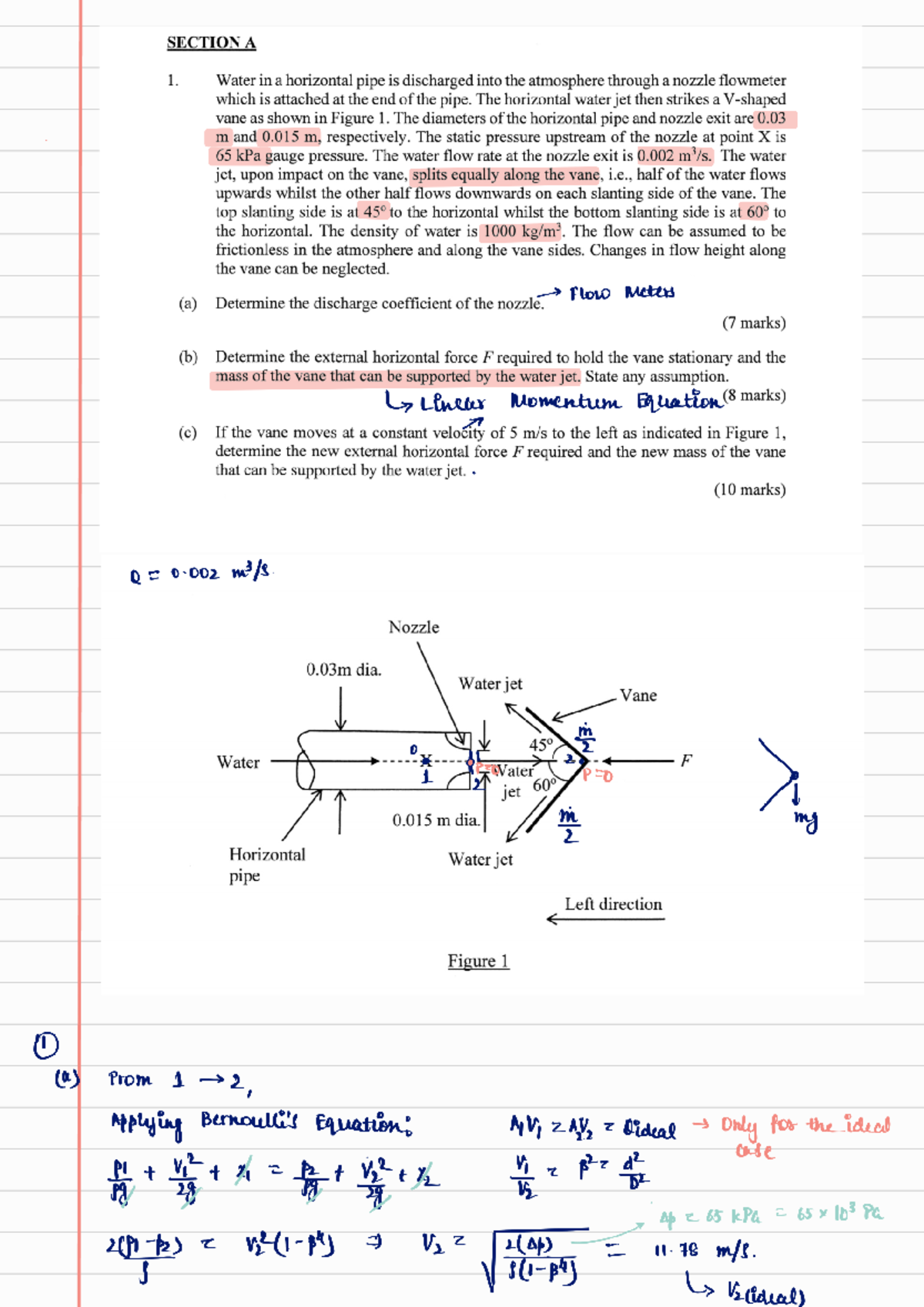 PTP PYP Qns Guide - SECTION A 1. Water in a horizontal pipe is ...