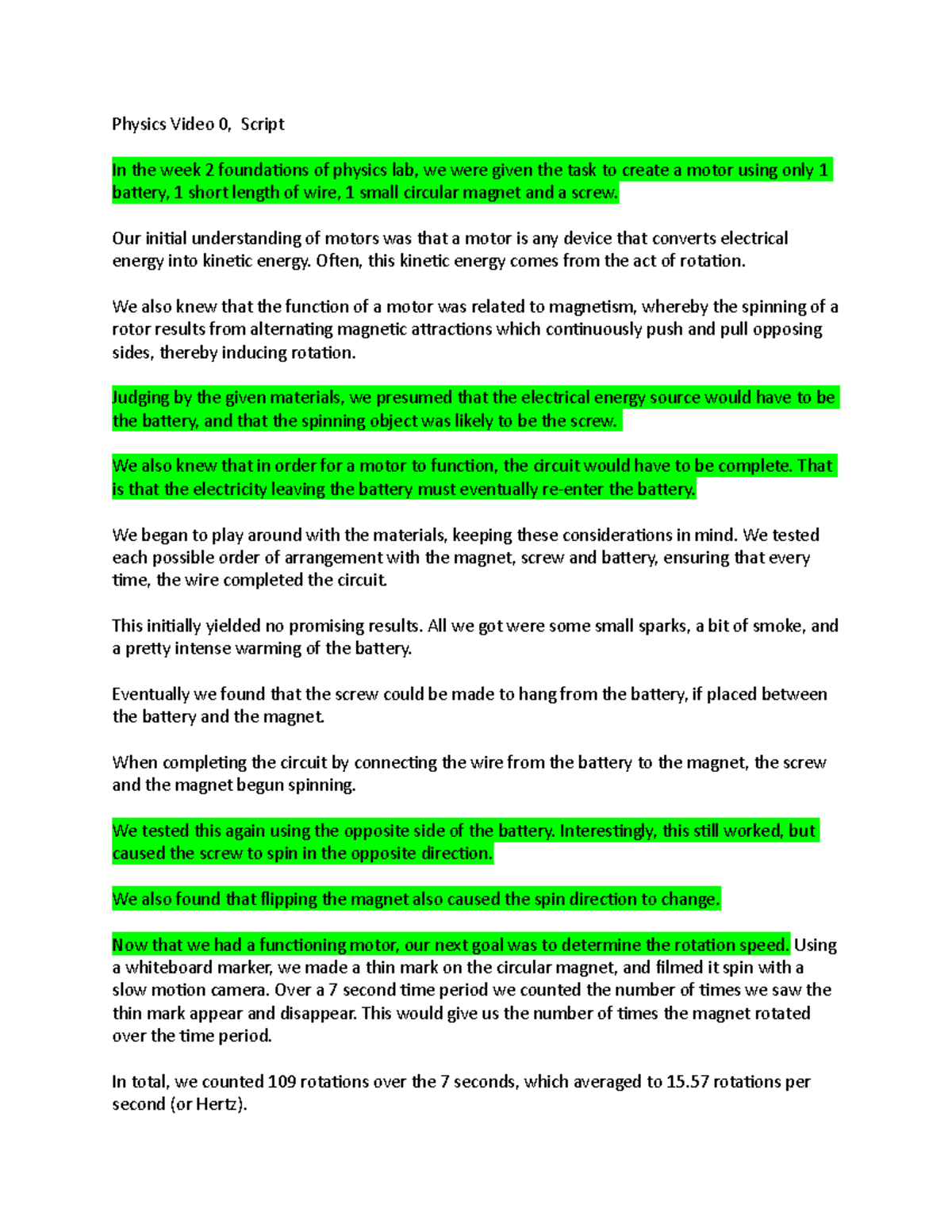 Video 0 Script - PHYS1001 creating an electrical motor practical ...